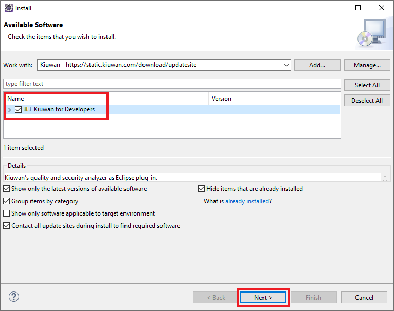 Eclipse-based IDEs - Installation – Kiuwan