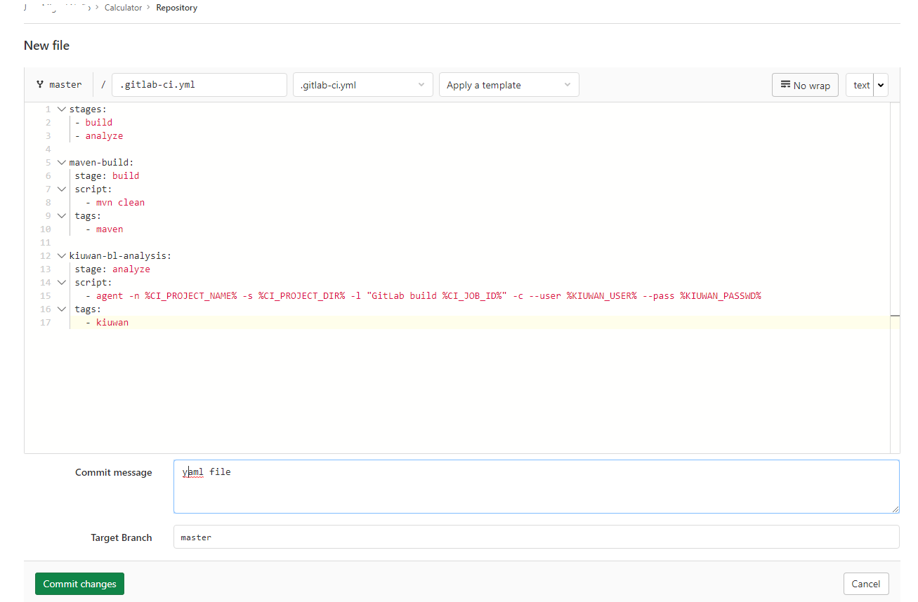 Integration with GitLab CI – Kiuwan